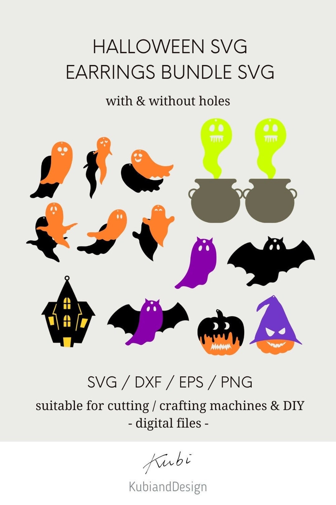 Halloween SVG Bundle, Earrings Cut File, Halloween Clipart, Cute Ghost ...