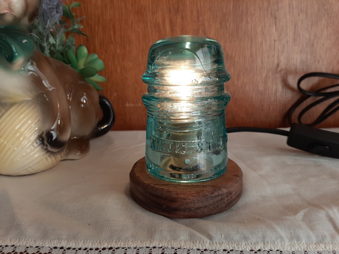 Glass Insulator Lamp W/ CD121 Desk Light, Table Lamp, Night Light Made ...