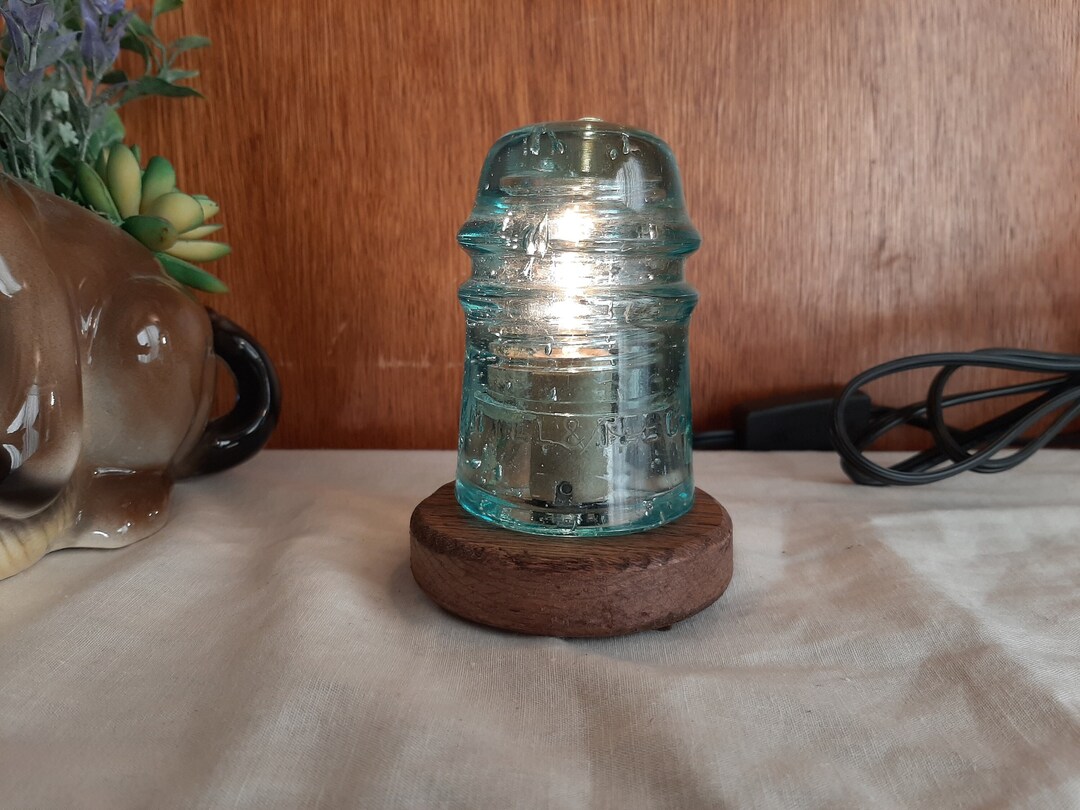 Glass Insulator Lamp W/ CD121 Desk Light, Table Lamp, Night Light Made ...
