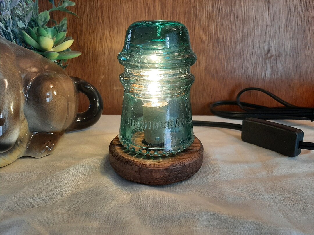 Glass Insulator Lamp W/ CD121 Desk Light, Table Lamp, Night Light Made ...
