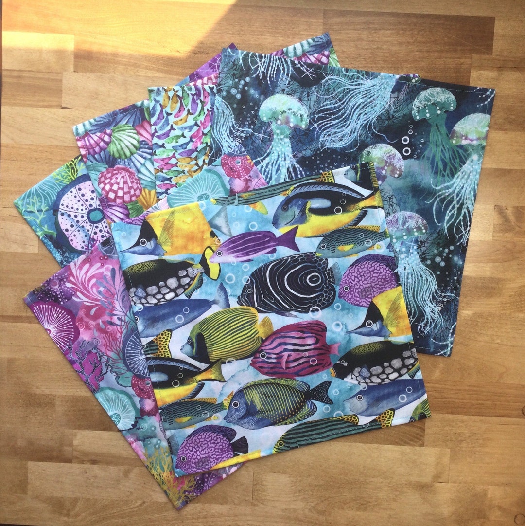 12” X 12” Cloth Napkins Ocean Theme Set of 2 YOU PICK PATTERNS Nature ...