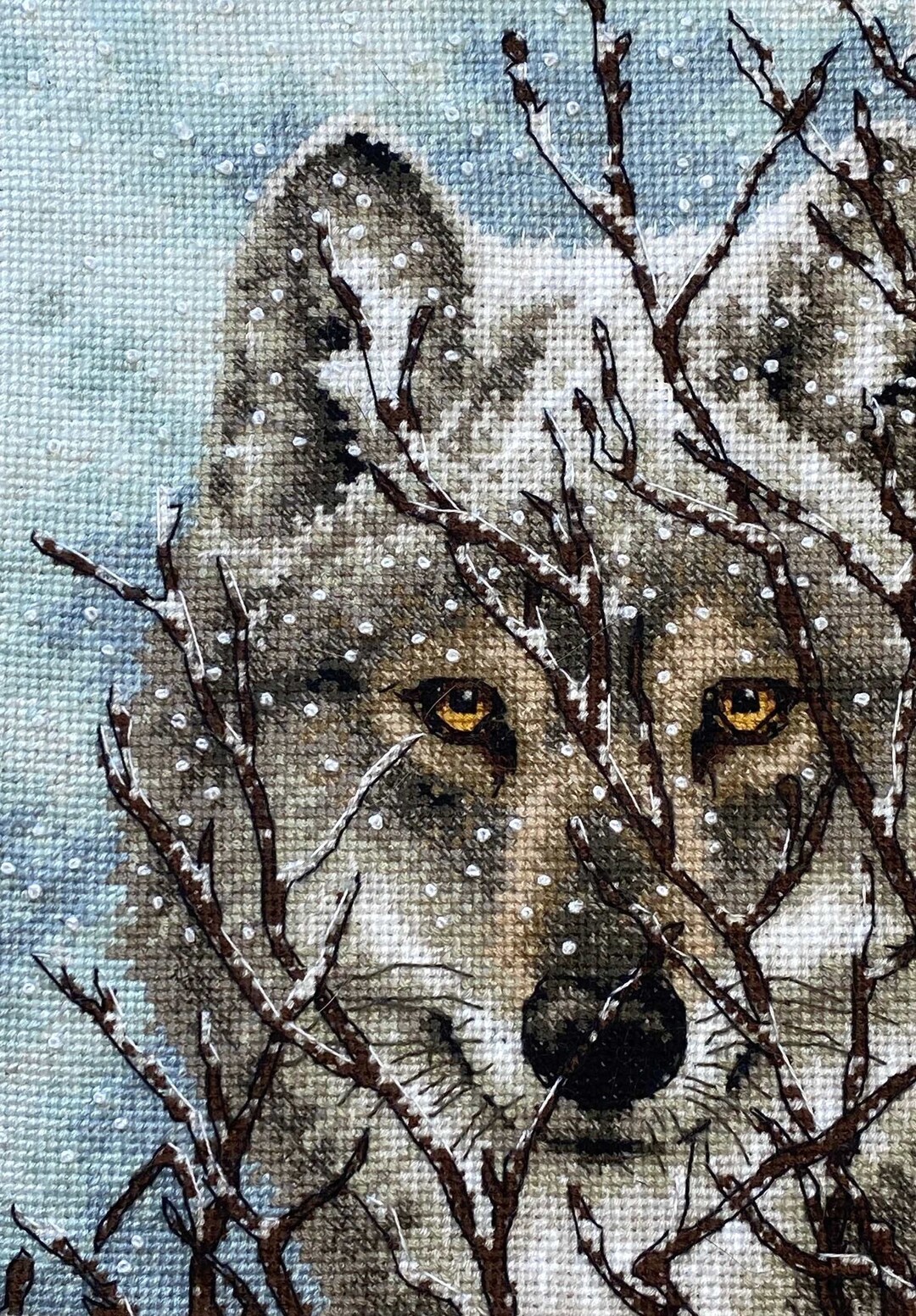 Completed Cross Stitch Wolf by the Gold Collection Petites #70-65131 ...