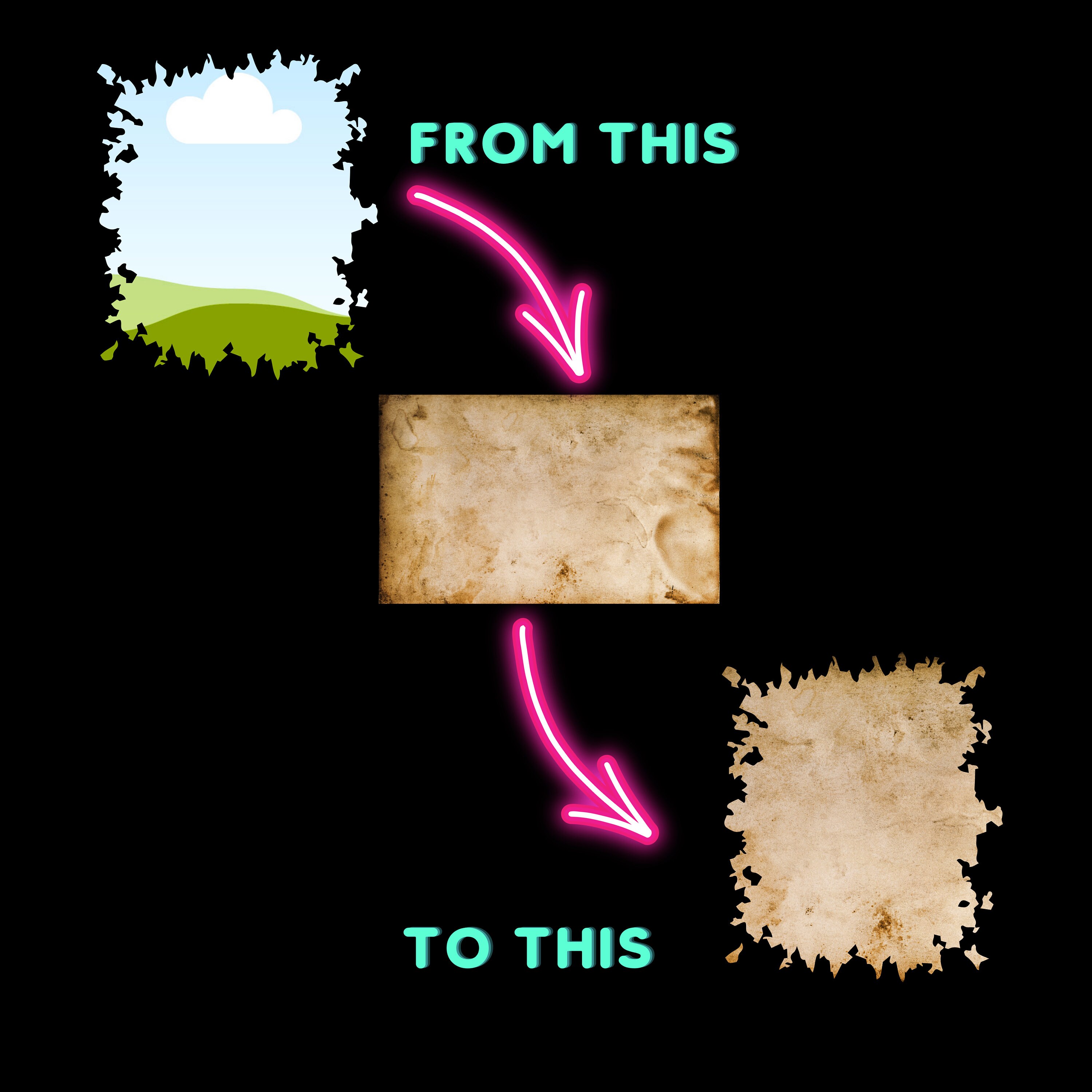 Editable Bleach Distressed Canva Frames Template for Drag and Drop ...