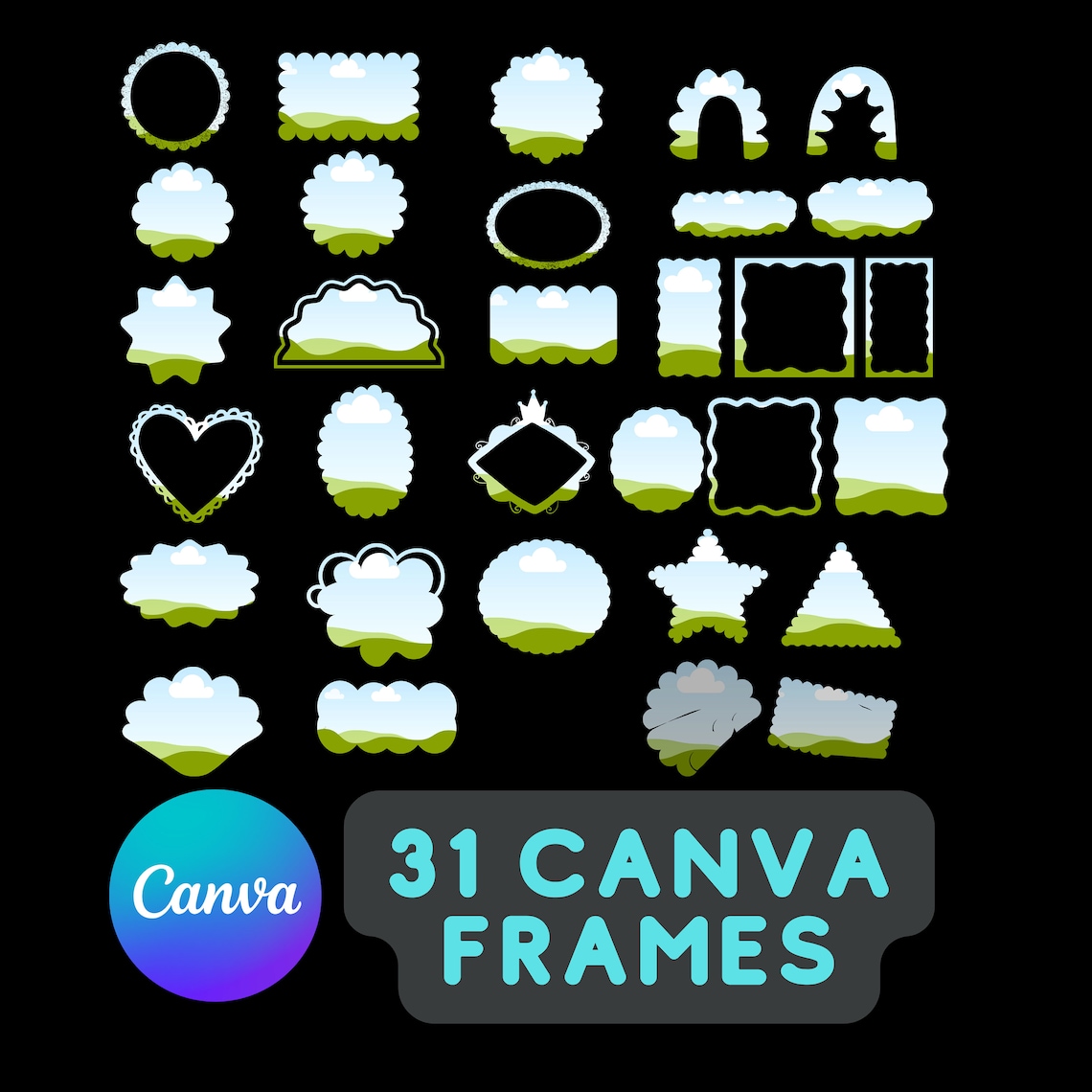Scalloped Canva Drag and Drop Frames Bundle Easy to Use, Stylish ...