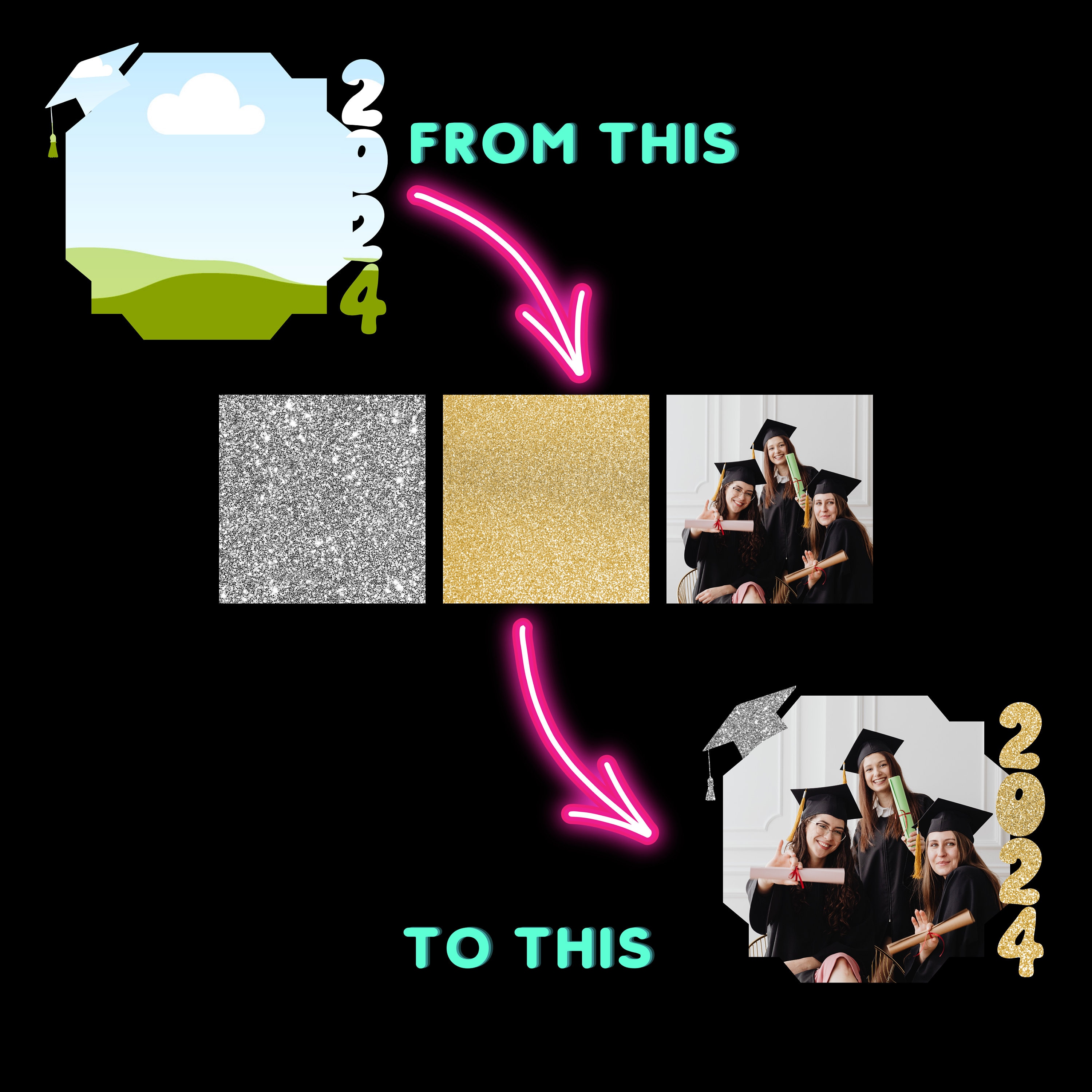 2024 Graduation Drag and Drop Canva Frames Customizable Photo Borders ...