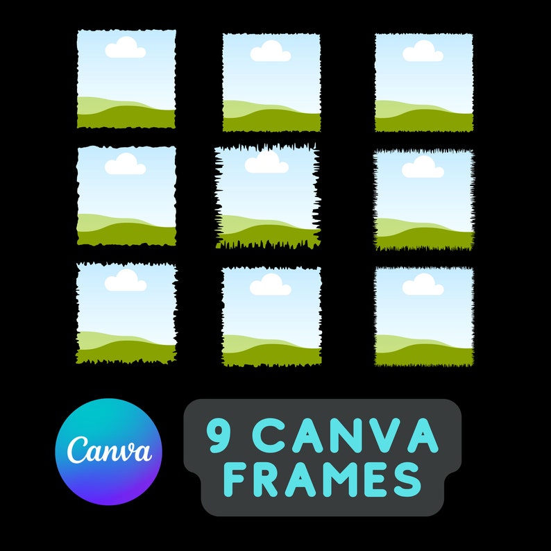 Grunge Jagged Borders, Canva Frames, Distressed Square Custom ...