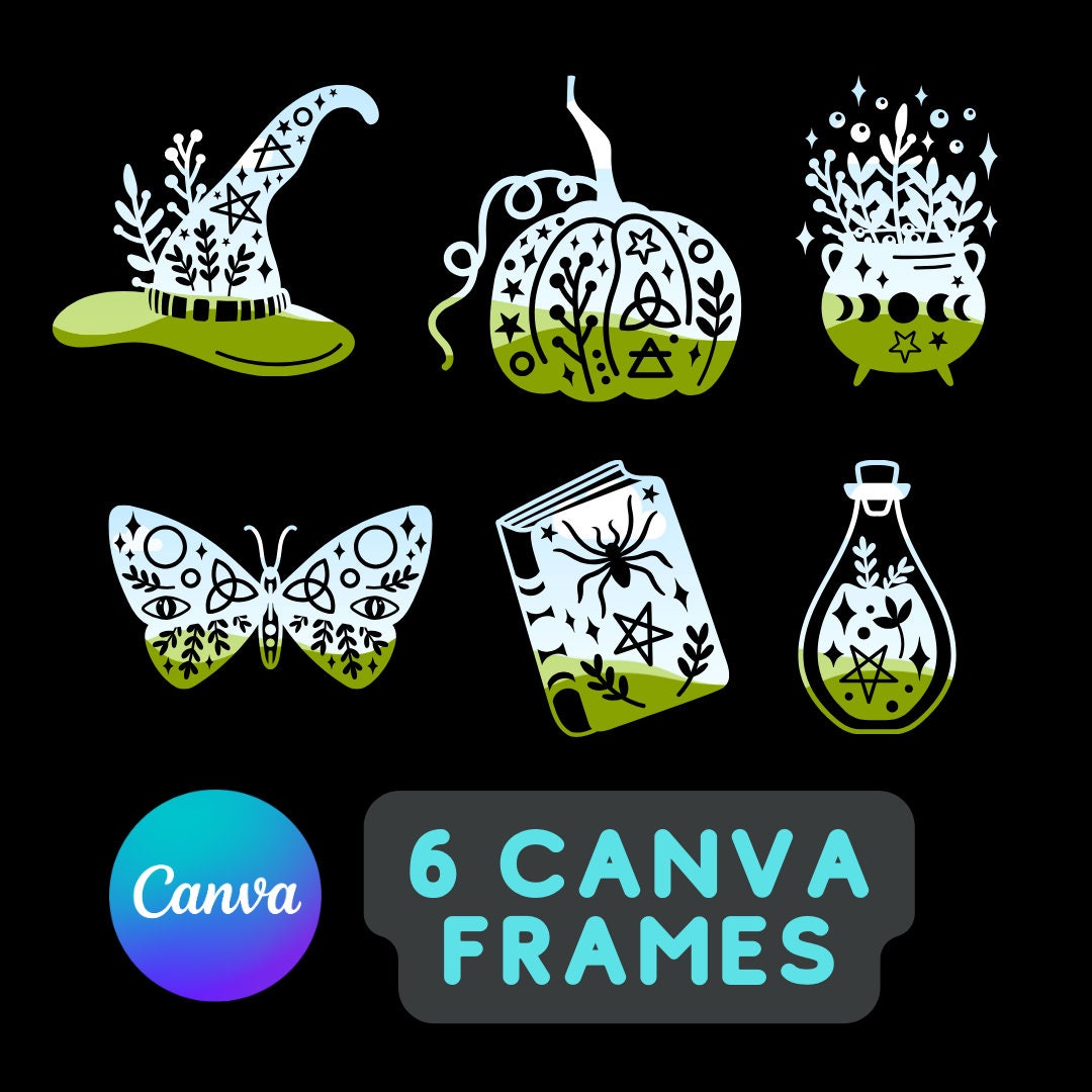 Witchy Drag and Drop 6 Canvas Frames. Beautiful Frames for Witches. - Etsy
