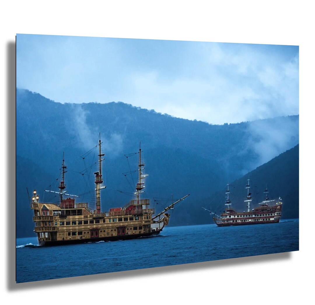 Misty Ship Photo | Two Old Ships in Fog | Hakone Japan Wall Art | Moody ...
