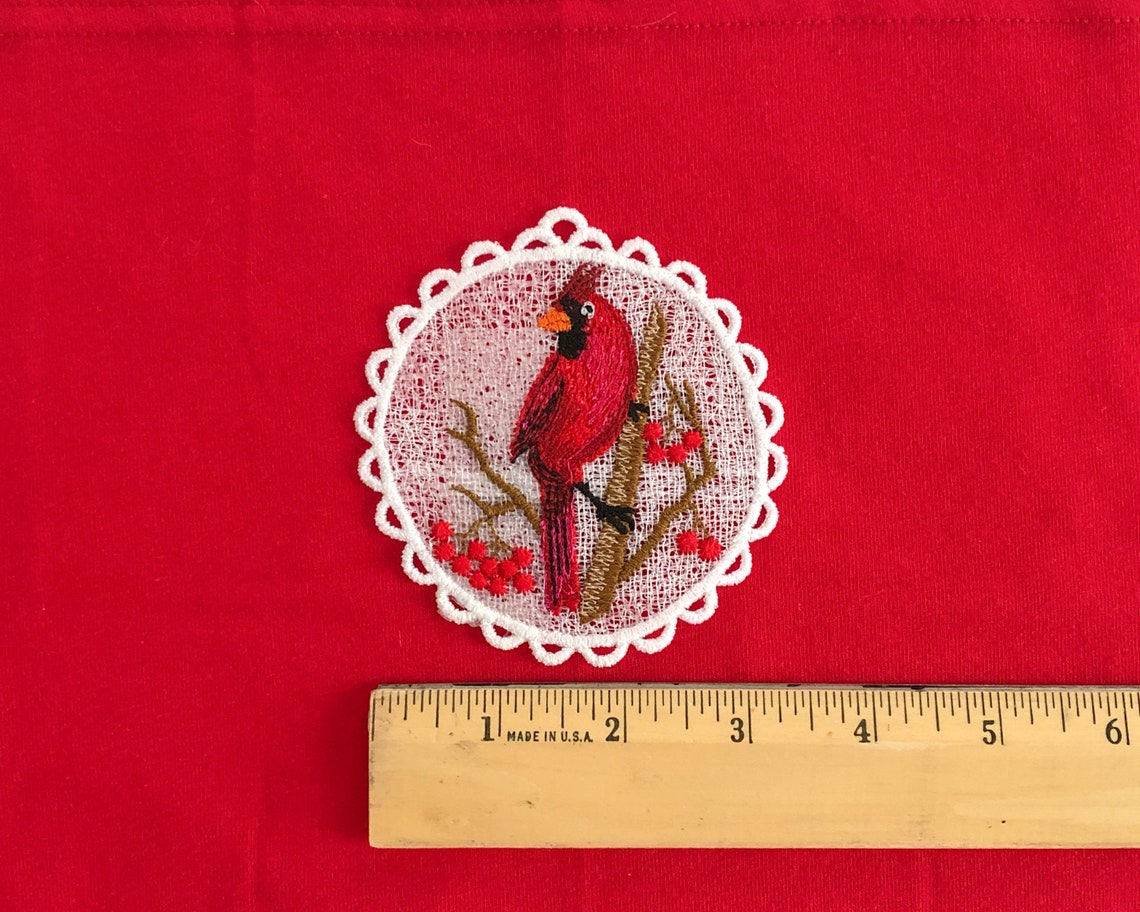 Embroidered Cardinal Christmas Ornament Winter Cardinal | Etsy