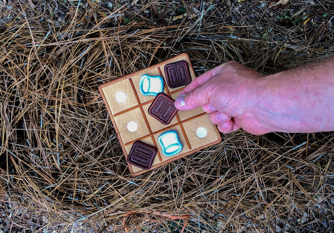 Embroidered Felt Tic Tac Toe Game - S'mores Tic Tac Toe - Toddler Game ...