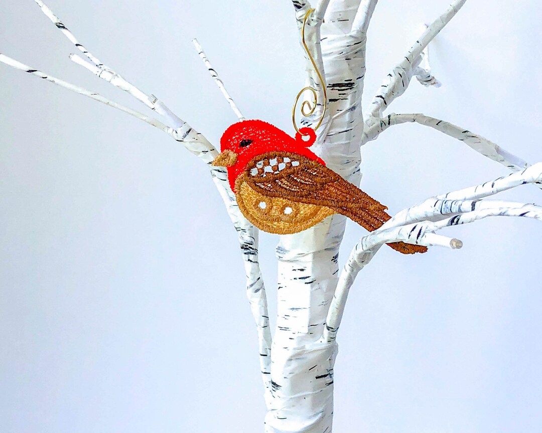 Embroidered House Finch - Bird Ornament - FSL Christmas Ornament - Bird ...