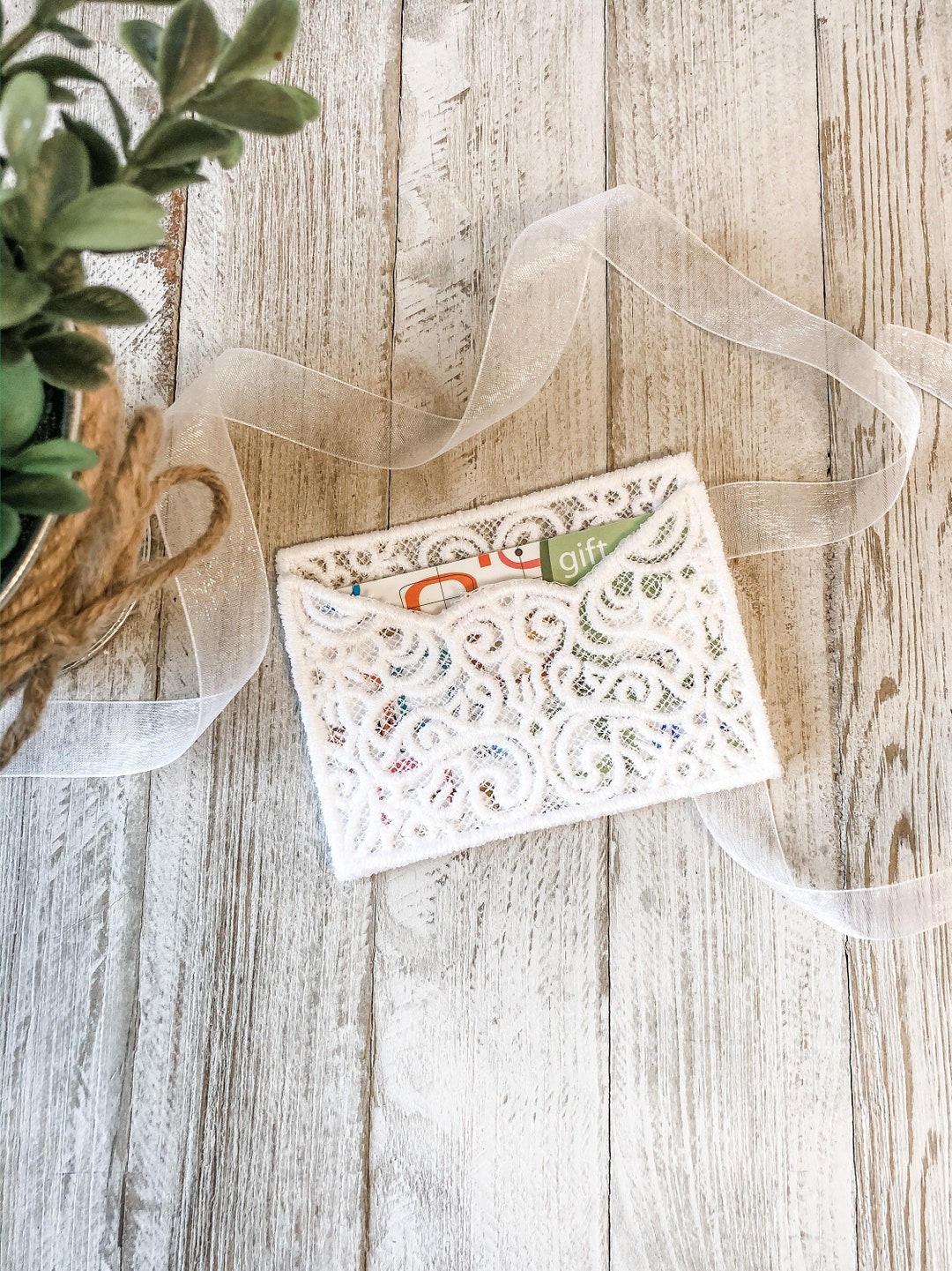 Embroidered Gift Card Holder - Lace Gift Card Holder - Wedding Gift ...