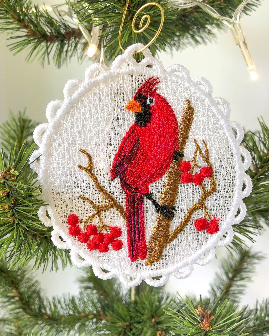 Embroidered Cardinal Christmas Ornament Winter Cardinal | Etsy