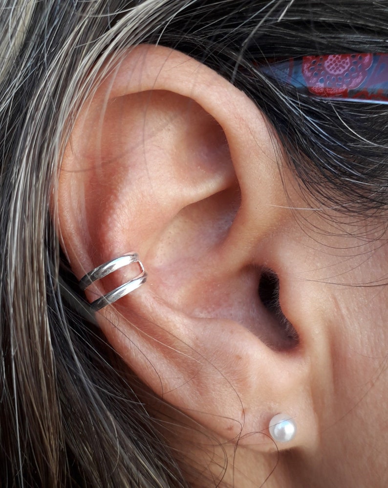 Double Ear Cuff Fake Conch No Piercing Sterling Silver Ear Etsy