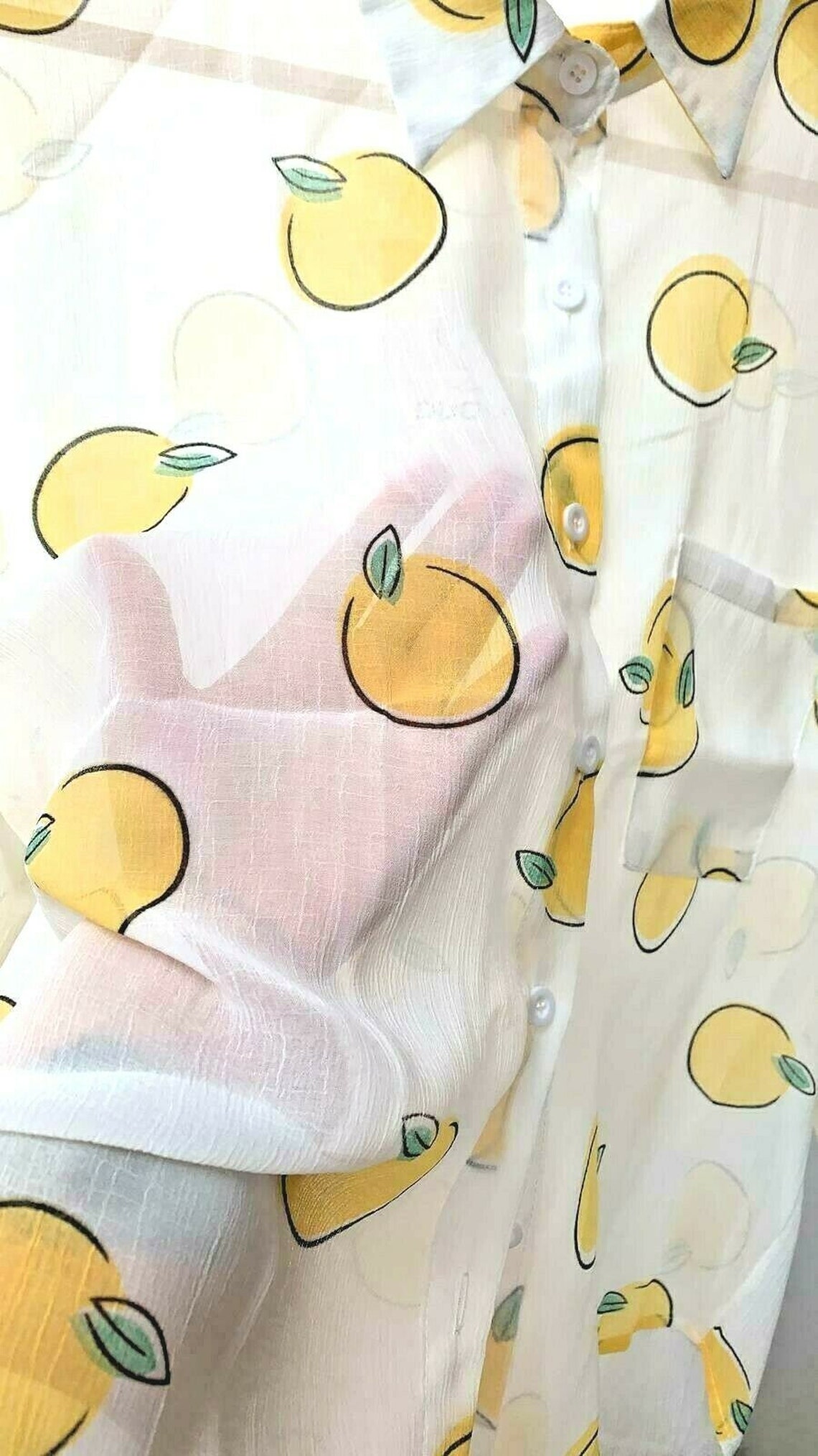 Extra Fun/ Sweet Transparent Lemon Print Blouse - Etsy