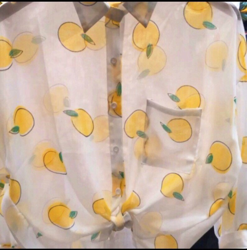 Extra Fun/ Sweet Transparent Lemon Print Blouse - Etsy
