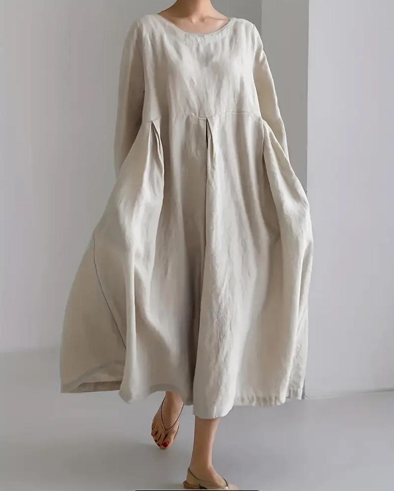 Effortless Elegance: Plus-size Flowy Linen Maxi Dress - Etsy