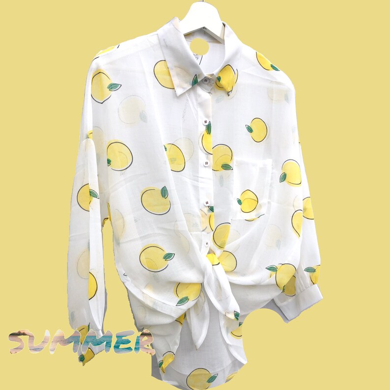 Extra Fun/ Sweet Transparent Lemon Print Blouse - Etsy