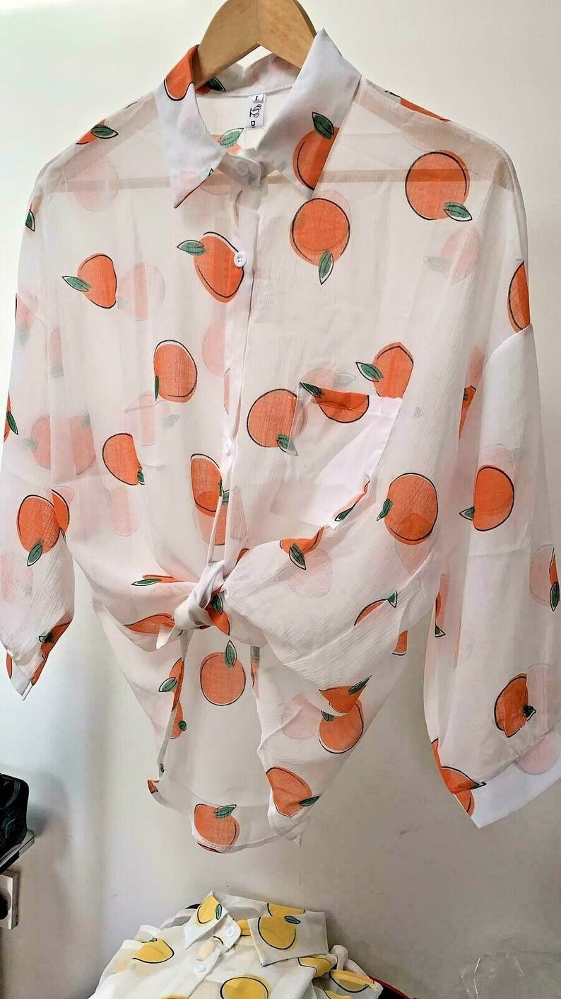 Extra Fun/ Sweet Transparent Lemon Print Blouse - Etsy