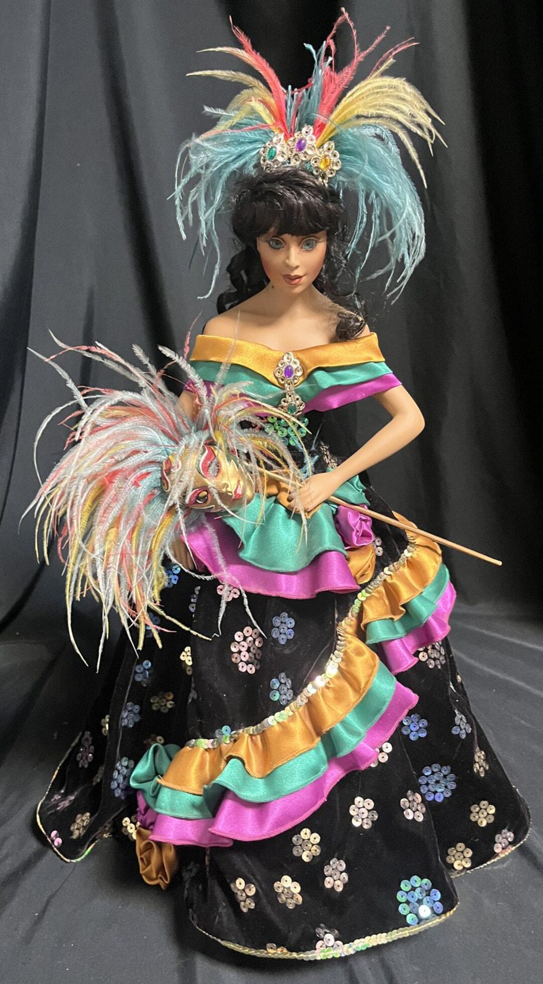 Franklin Heirloom Dolls rio, Queen of Carnival 21 Porcelain Doll W/ COA ...