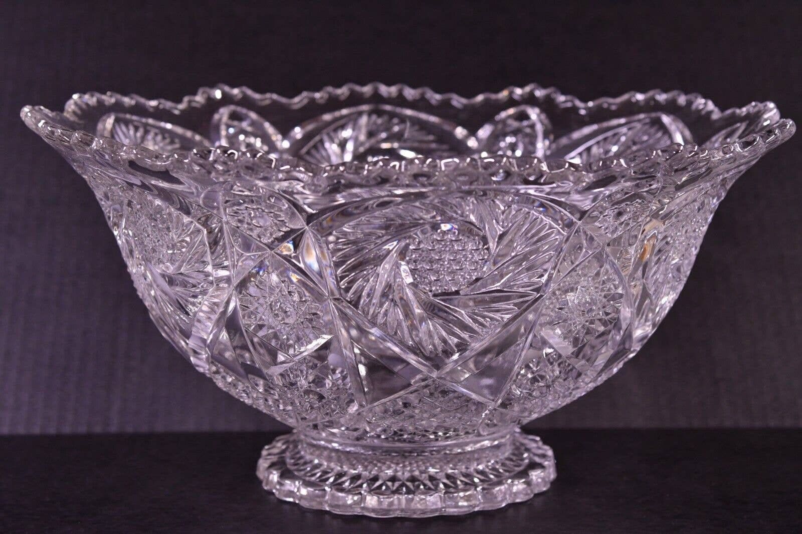 Imperial Glass Whirling Star Footed Punch Bowl Set W/ 11 Cups and Ladle ...