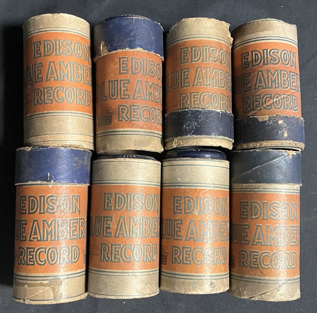 Lot of Eight Edison Blue Amberole Phonograph Cylinder Records (lot 4 ...