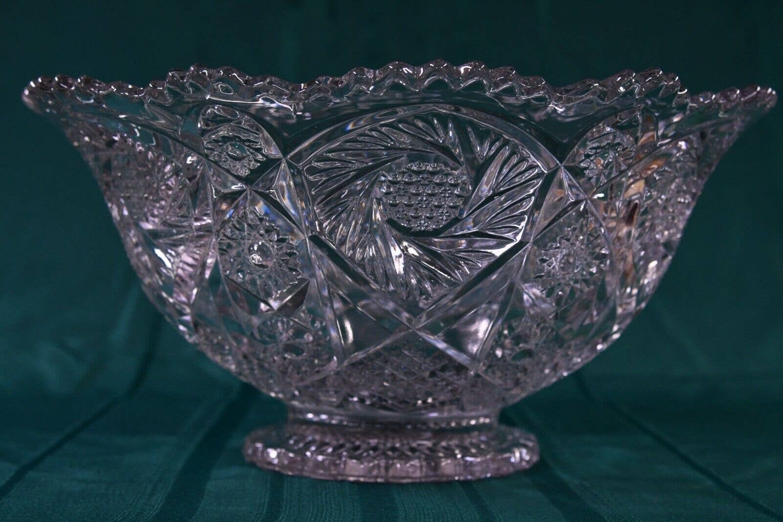 Imperial Glass Whirling Star Footed Punch Bowl Set W/ 11 Cups and Ladle ...