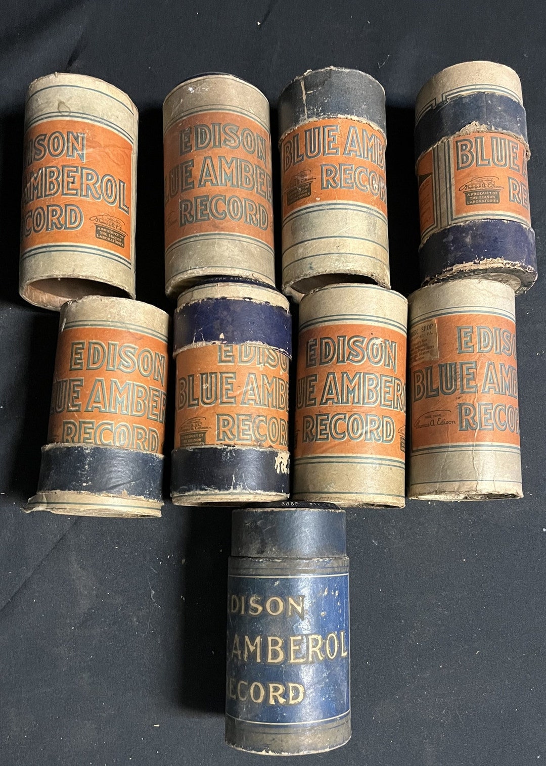 Lot of Nine Edison Blue Amberole Phonograph Cylinder Records lot 5 - Etsy