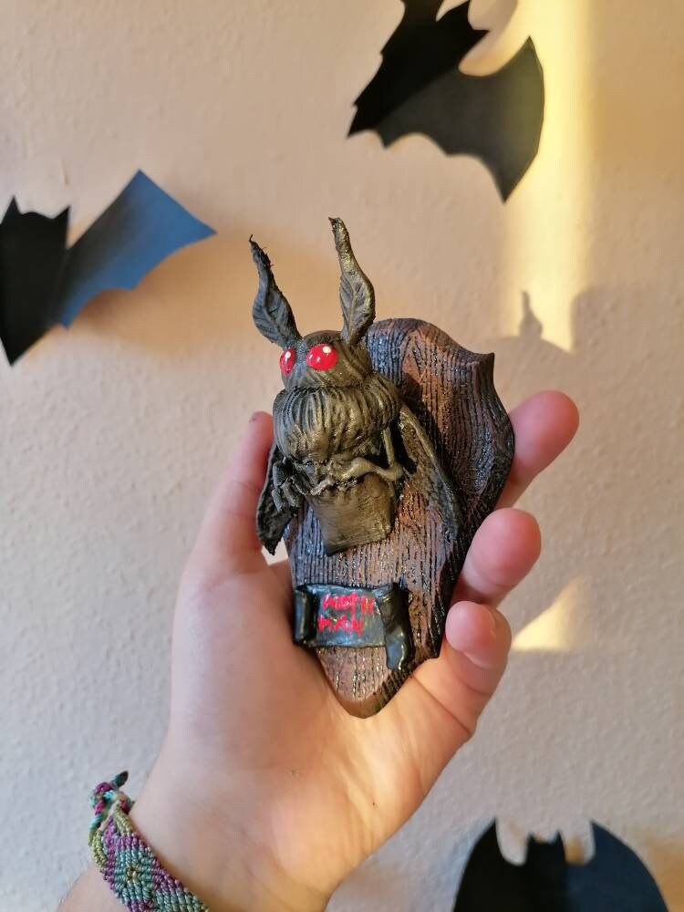 Mothman Cryptid Creature Framed Spooky Horror Moth Man Faux - Etsy