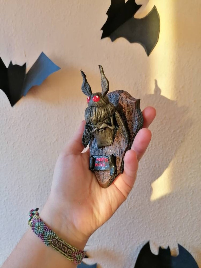 Mothman Cryptid Creature Framed Spooky Horror Moth Man Faux - Etsy