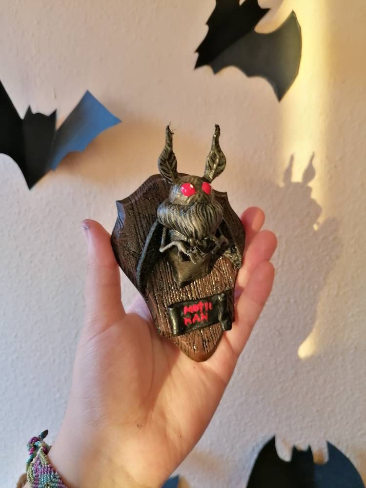 Mothman Cryptid Creature Framed Spooky Horror Moth Man Faux - Etsy