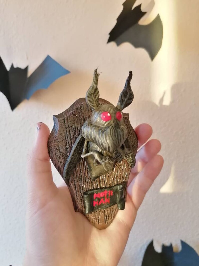 Mothman Cryptid Creature Framed Spooky Horror Moth Man Faux - Etsy