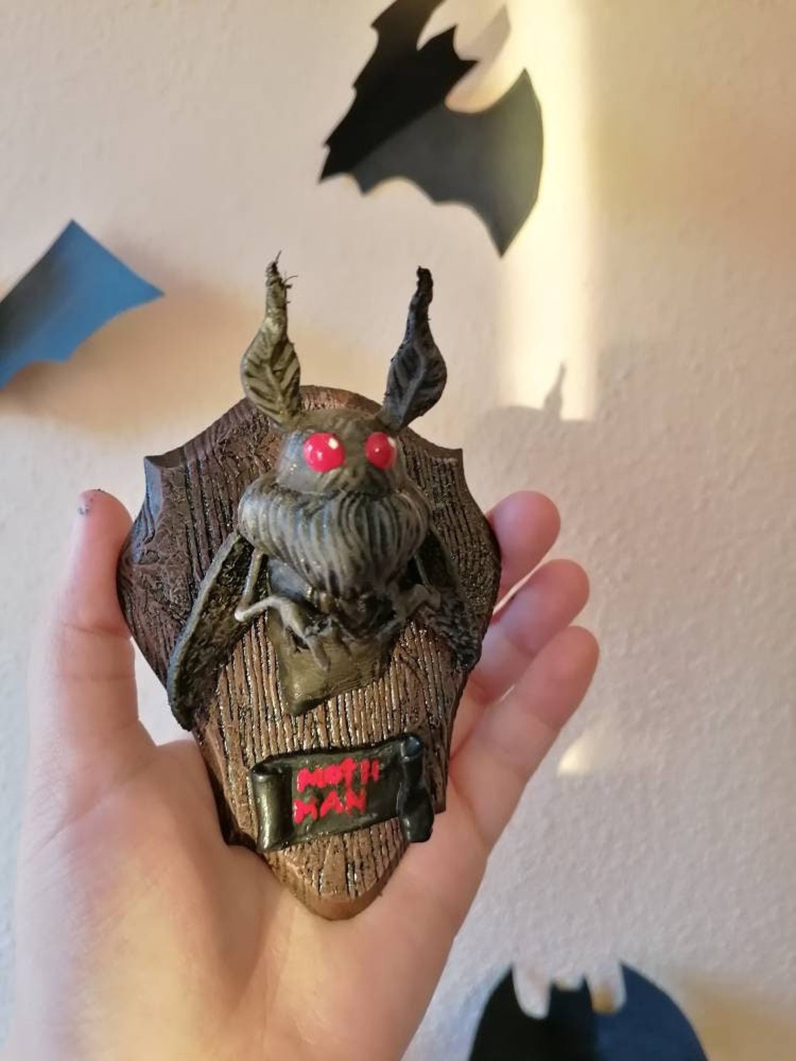 Mothman Cryptid Creature Framed Spooky Horror Moth Man Faux - Etsy