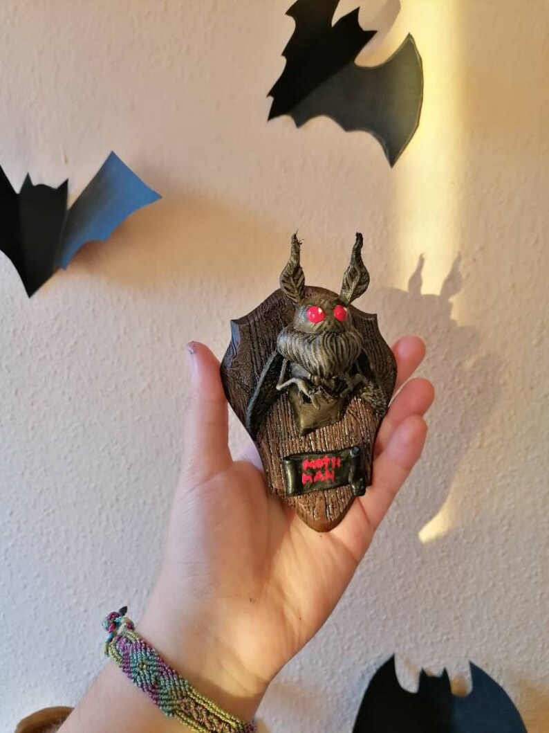 Mothman Cryptid Creature Framed Spooky Horror Moth Man Faux - Etsy