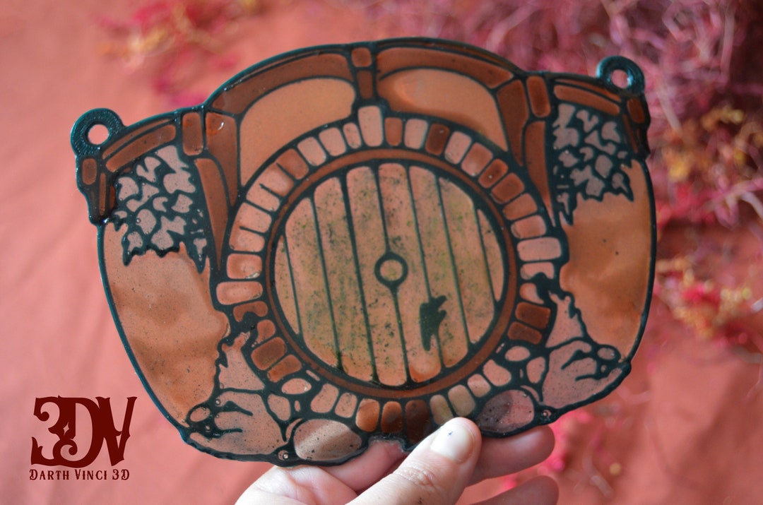 Hobbit Door Fantasy Faux Stained Glass Bilbo Frodo Bagend LOTR - Etsy