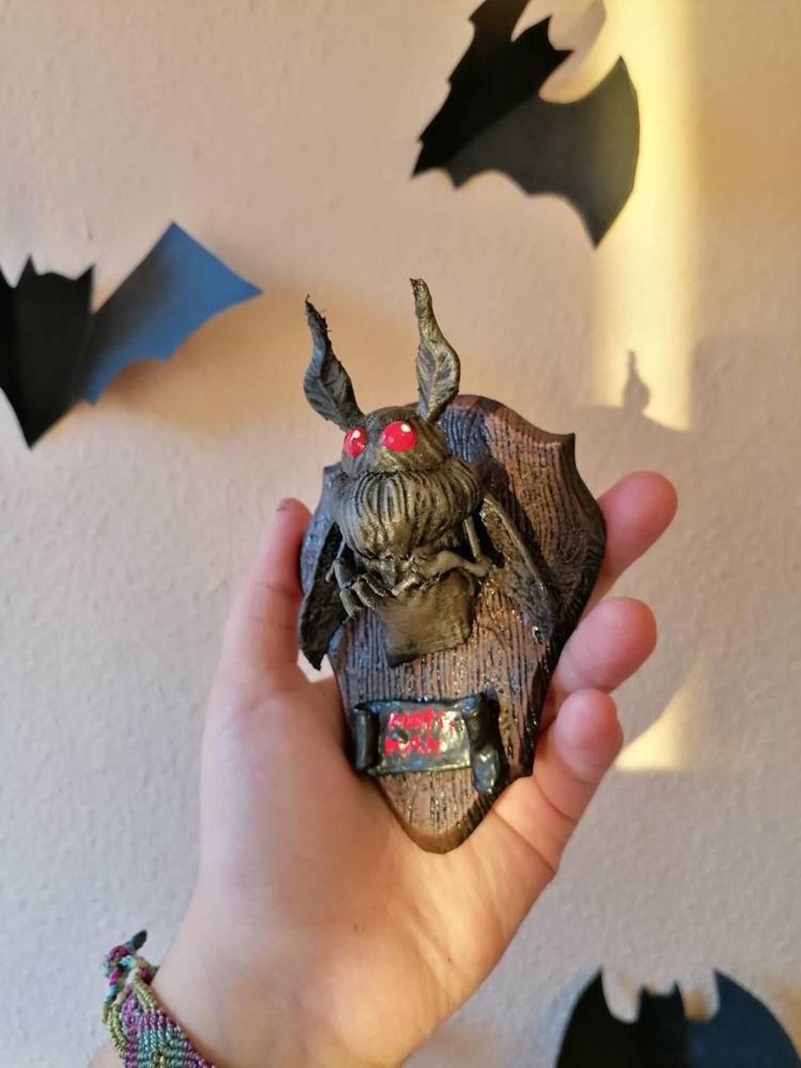 Mothman Cryptid Creature Framed Spooky Horror Moth Man Faux - Etsy