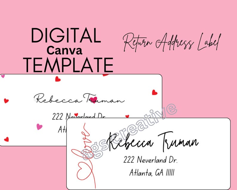 Valentine's Day Hearts Address Labels, Editable Return Address (digital ...