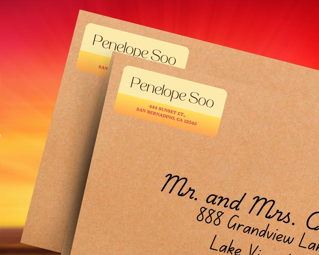 Yellow Sunrise Address Label, Personalized Stationery (digital Download ...