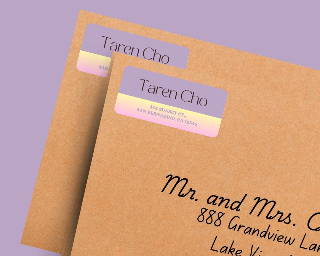 Pink Sunset Address Label, Purple Label, Peach, Everyday Address Label ...