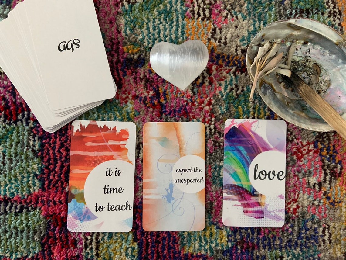 Watercolor oracle deck of 33 tarot sized cards oracle | Etsy