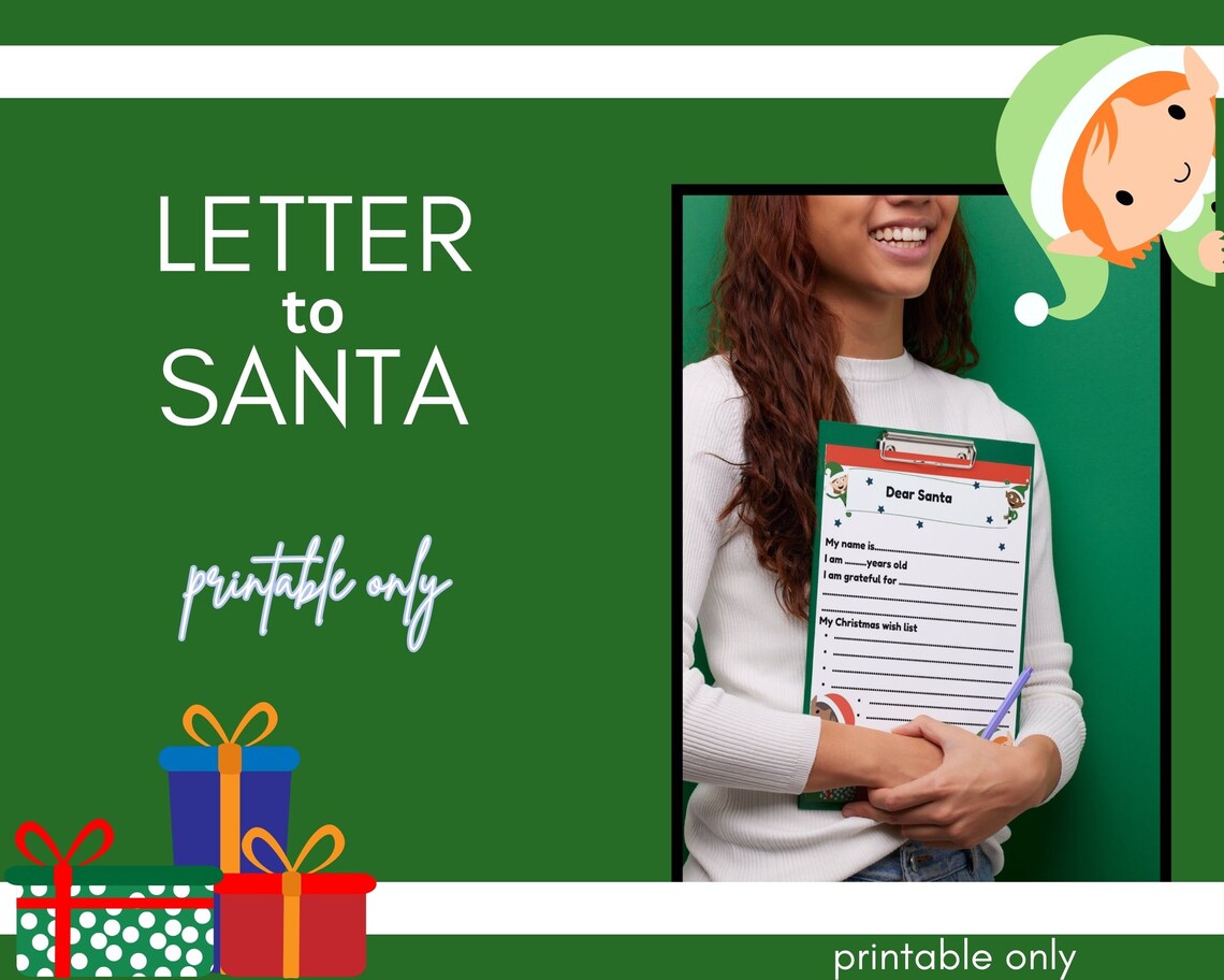 Printable Letter to Santa, Christmas Wish List (PDF) - Etsy