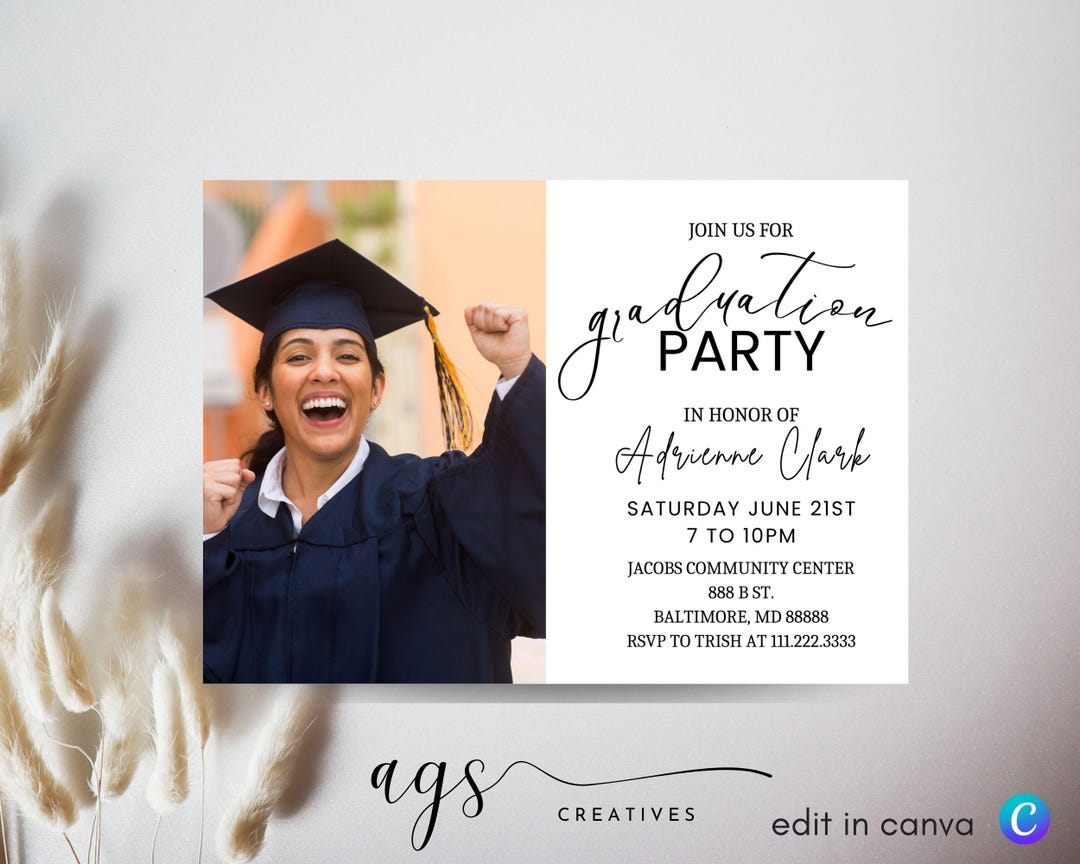 Traditional Graduation Announcement, Graduation Party Invitation ...