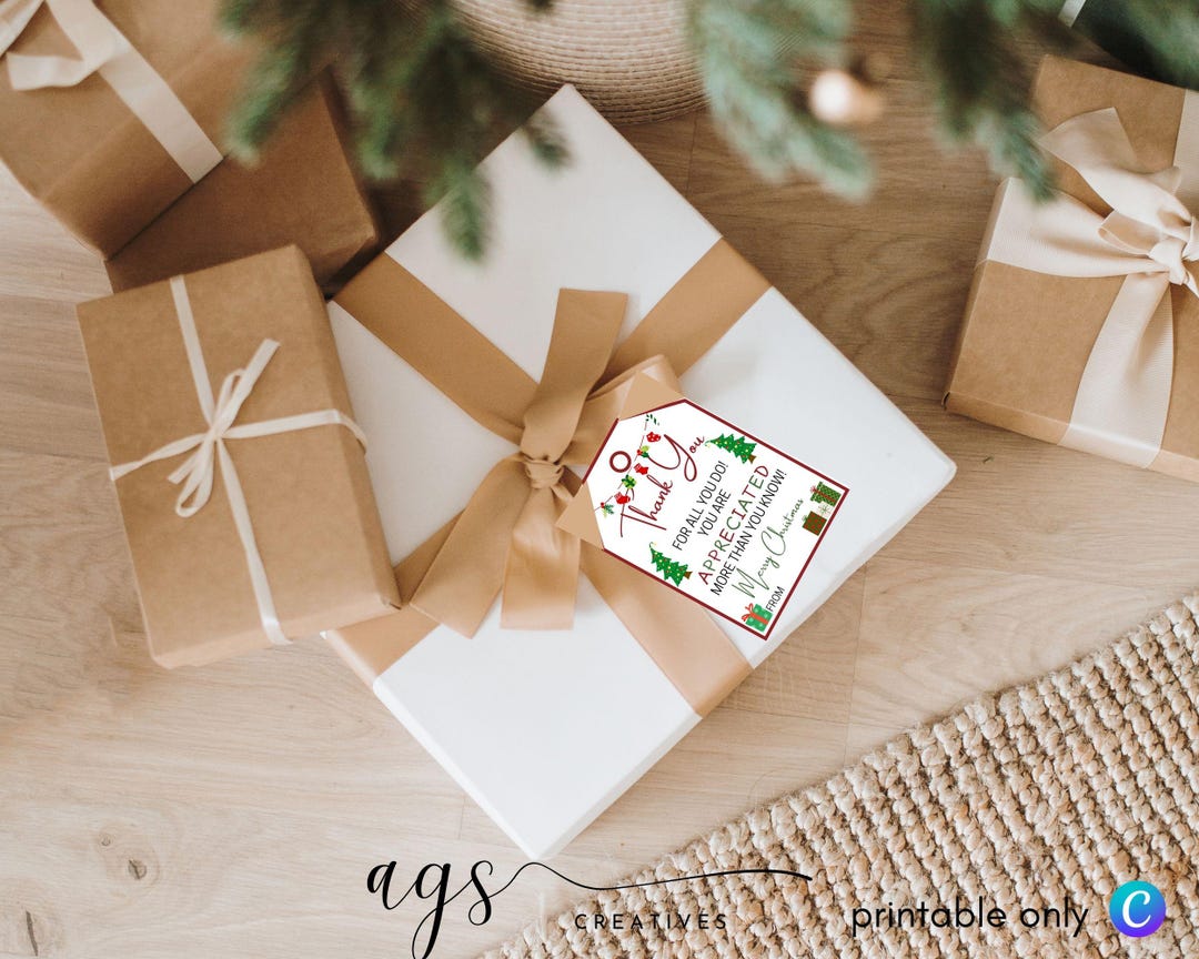Printable Christmas Gift Tag, Teacher Christmas Gift Tag, Red and Green ...