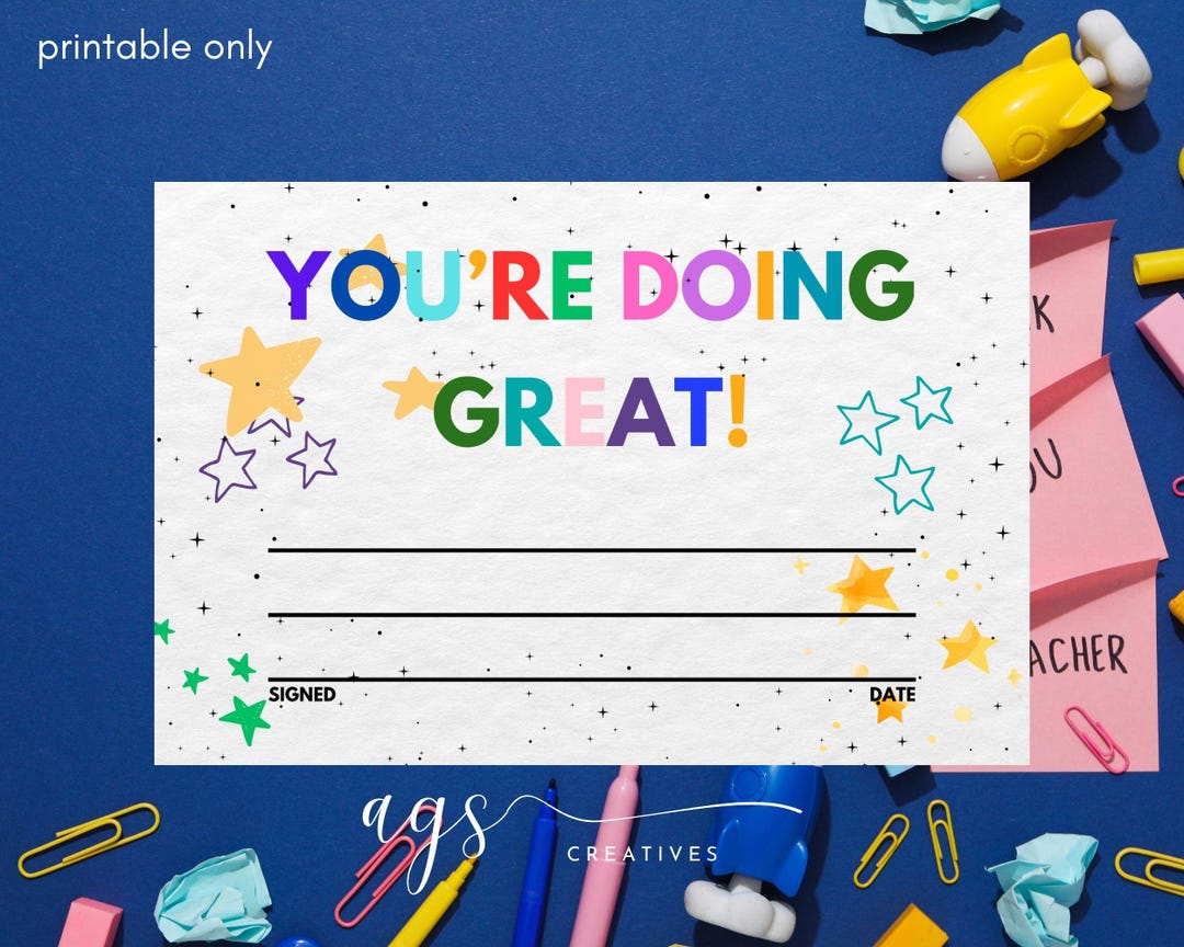 Good Job Cards for Students, You're Doing Great, Motivating Cards for ...
