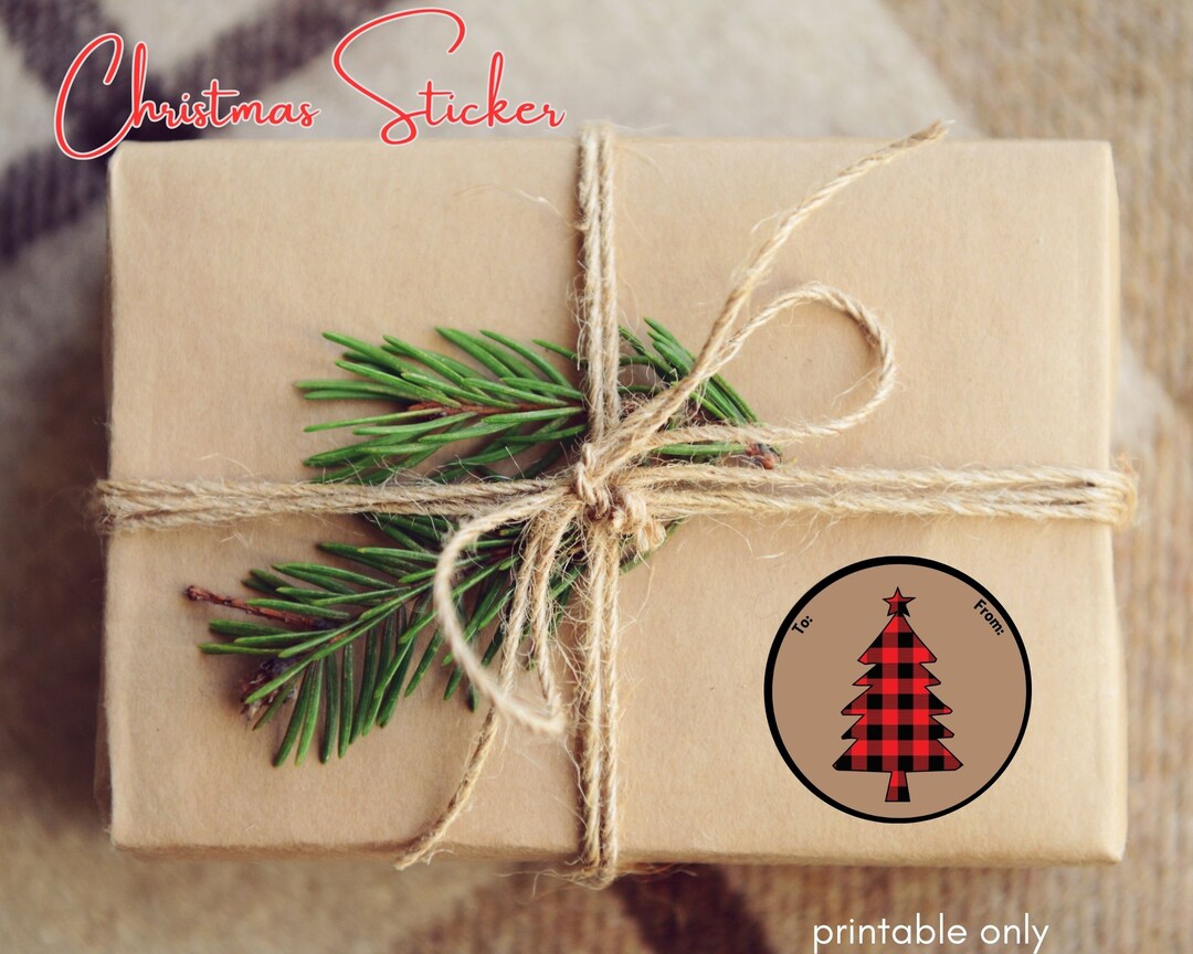 Red Plaid Christmas Stickers, Labels for Christmas Presents, Christmas ...