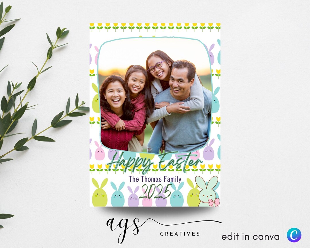 Easter Bunny, Easter Card, Personalized Easter Card, Editable Easter ...