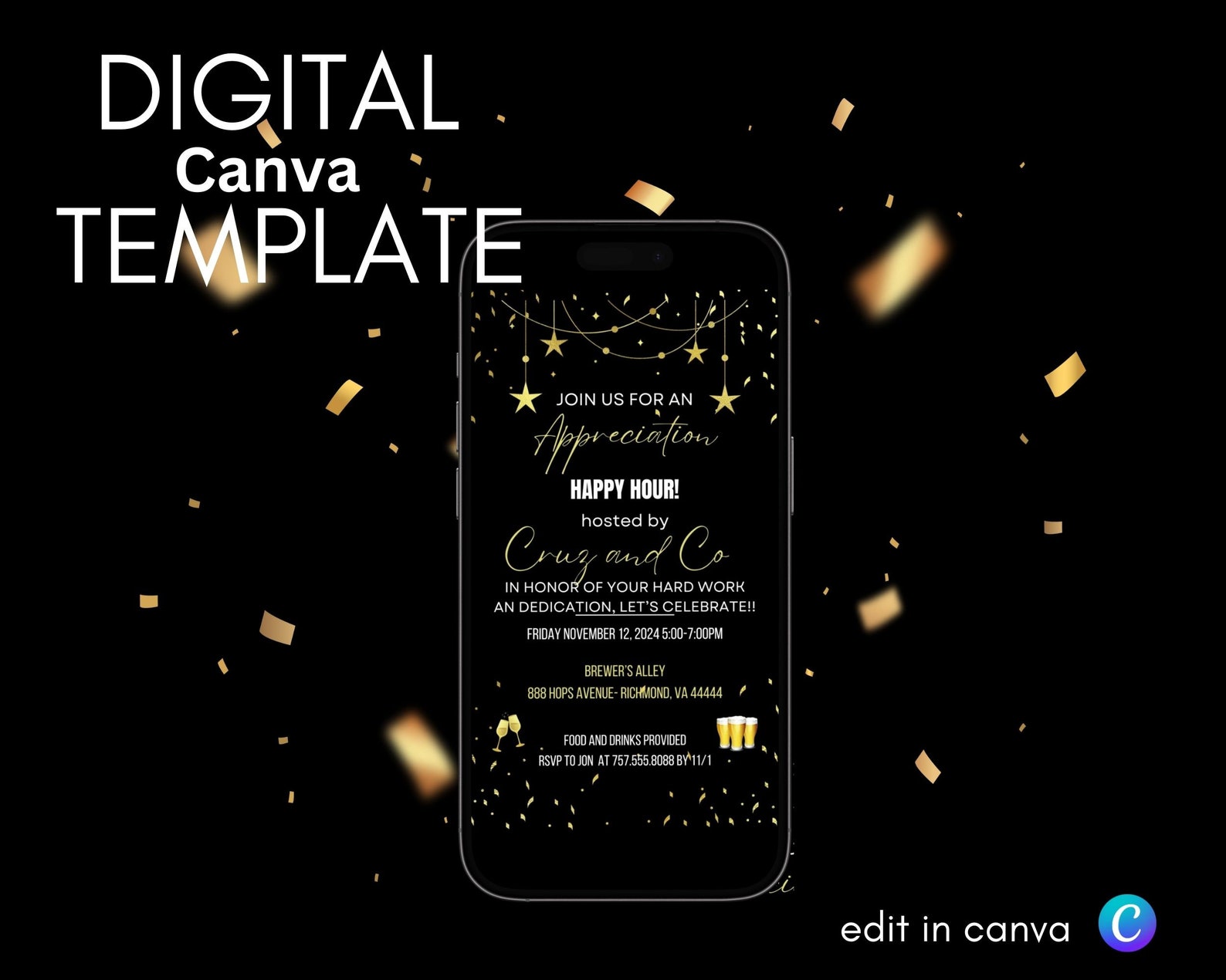 Digital Work Invitation for Happy Hour, Work Appreciation Invitation ...