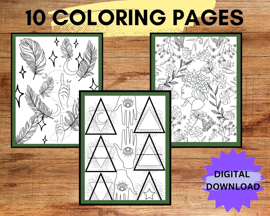 10 Magical Coloring Pages, Adult Coloring Pages, Spiritual Coloring ...