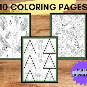 10 Magical Coloring Pages, Adult Coloring Pages, Spiritual Coloring ...