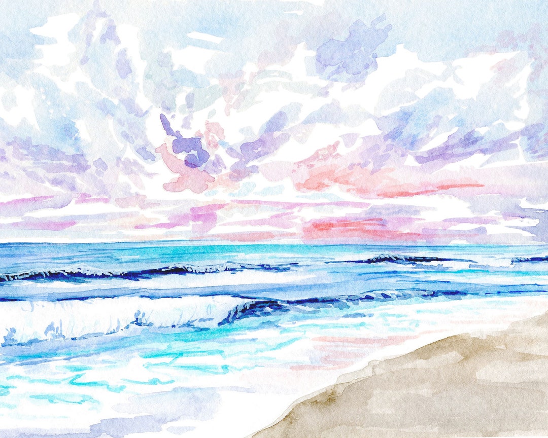 Bright Beach, Seaside Florida, Beach Art, South Walton, Watercolor Art ...
